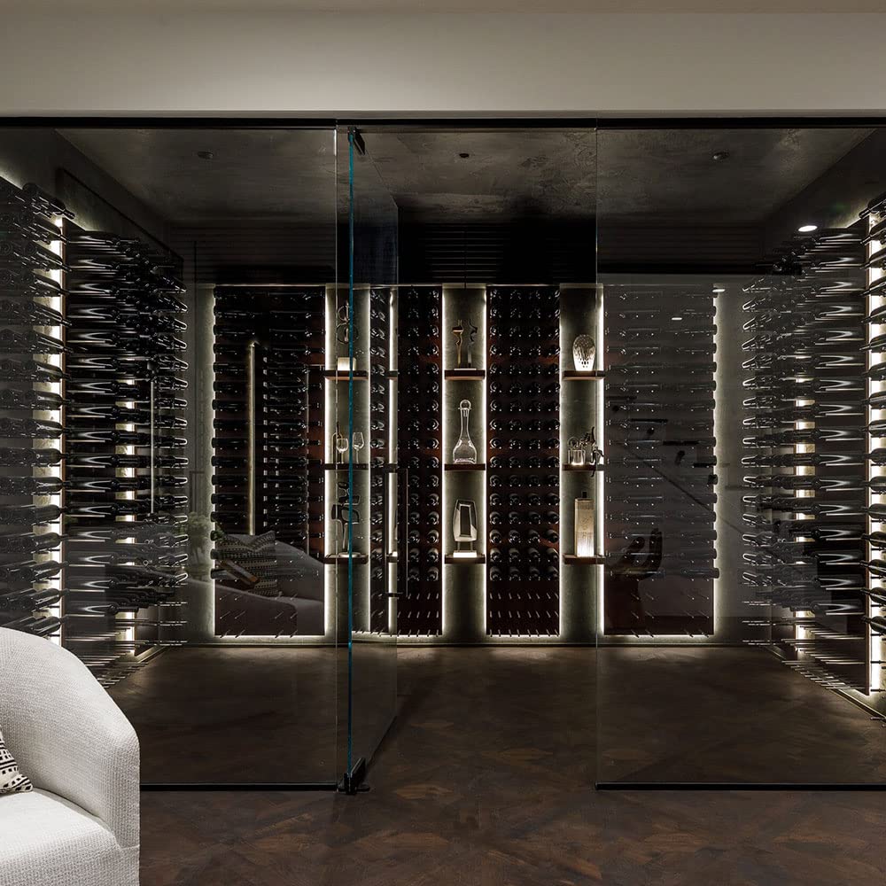 Fusion Wine Wall Label-Out (3 Foot, Single Deep) (Black Acrylic) (Matte Black Peg)
