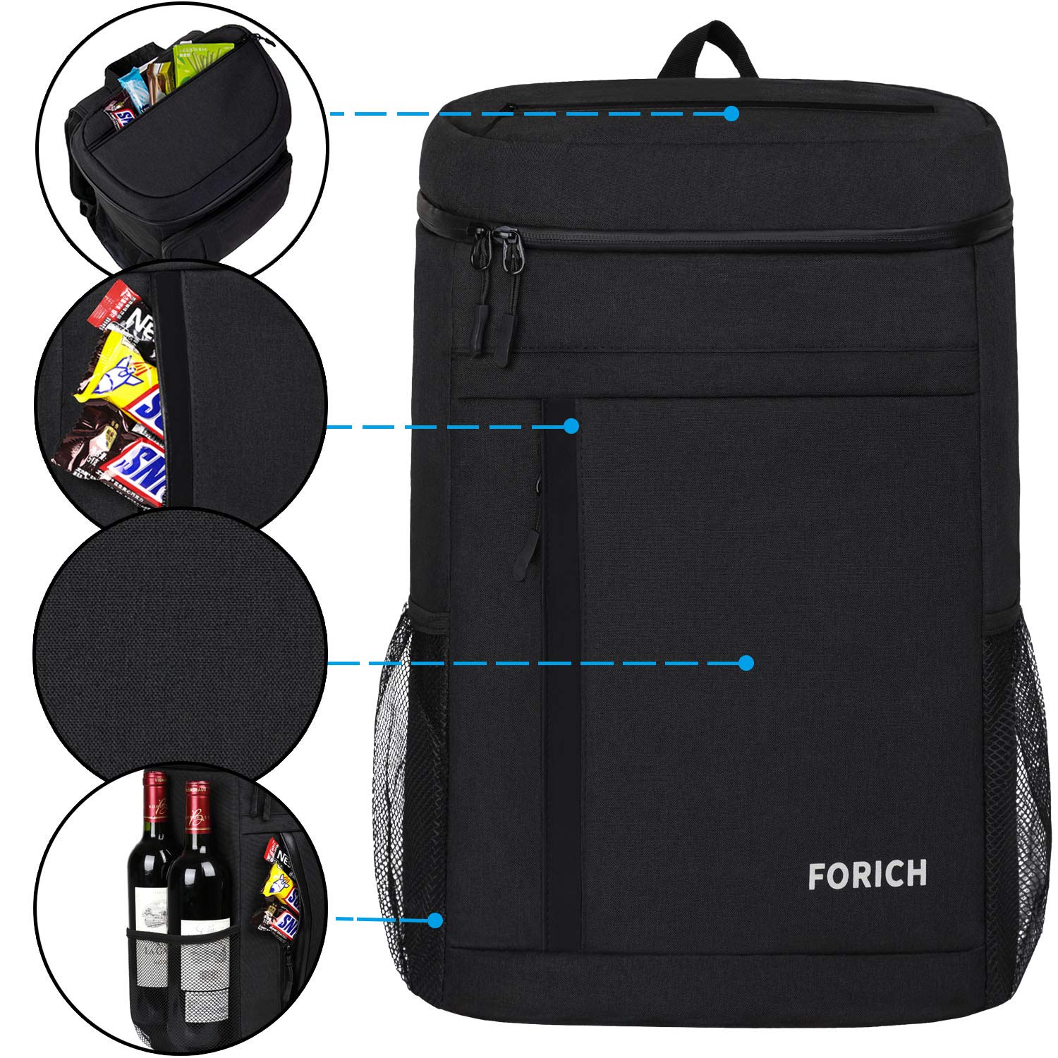 FORICH Soft Cooler Backpack Insulated Waterproof Backpack Cooler Bag Leak Proof Portable Small Cooler Backpacks to Work Lunch Travel Beach Camping Hiking Picnic Fishing Beer for Men Women