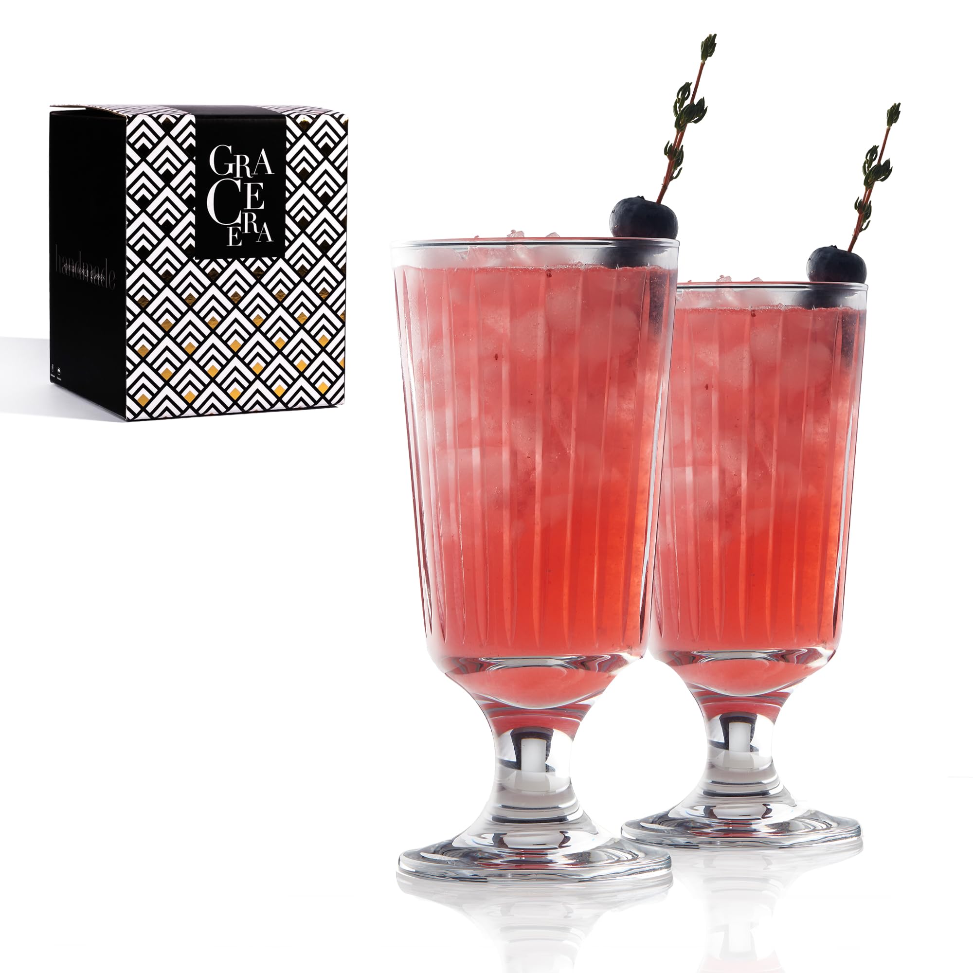 Grace Era Cocktail Glasses Set Premium Glassware Set for Pina Colada, Large Shrimp Cocktail, Margaritas, Ideal for Refreshing Hurricane Cocktail, Goblet Thick Bottom for Coronaritas Set of 2-8oz