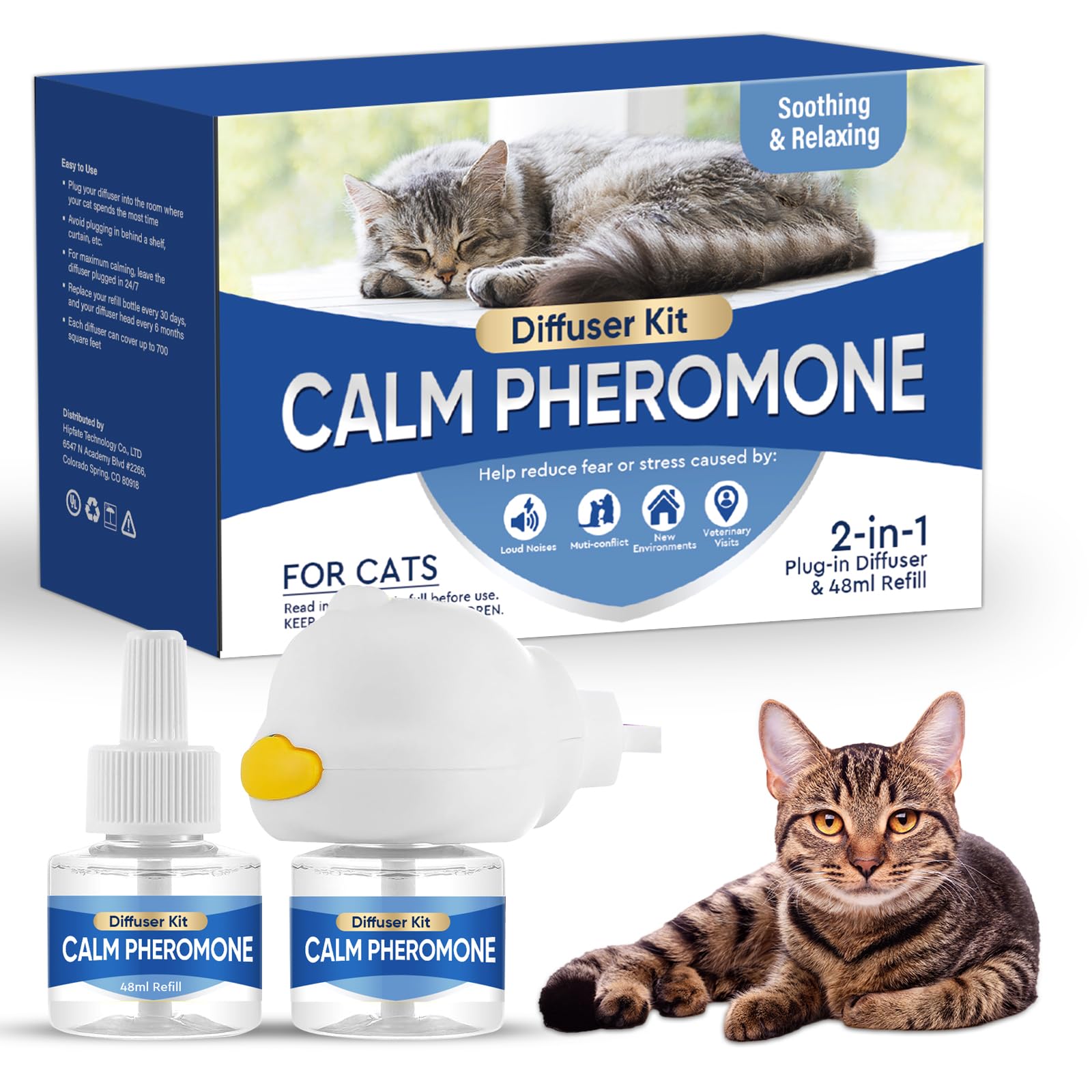 iFuntecky Cat Calming Diffuser, Cat Pheromones Calming Diffuser, Pheromones Cat Diffuser Effectively Relieve Anxiety Stress & Easily Fit in New Environment Reduce Fighting Scratching