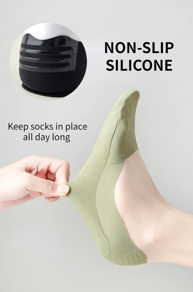 FORJMMP 10/20 Pairs No Show Socks for Women Non-slip Low Cut Liner Socks Invisible Ice Silk Socks (10 Pairs)