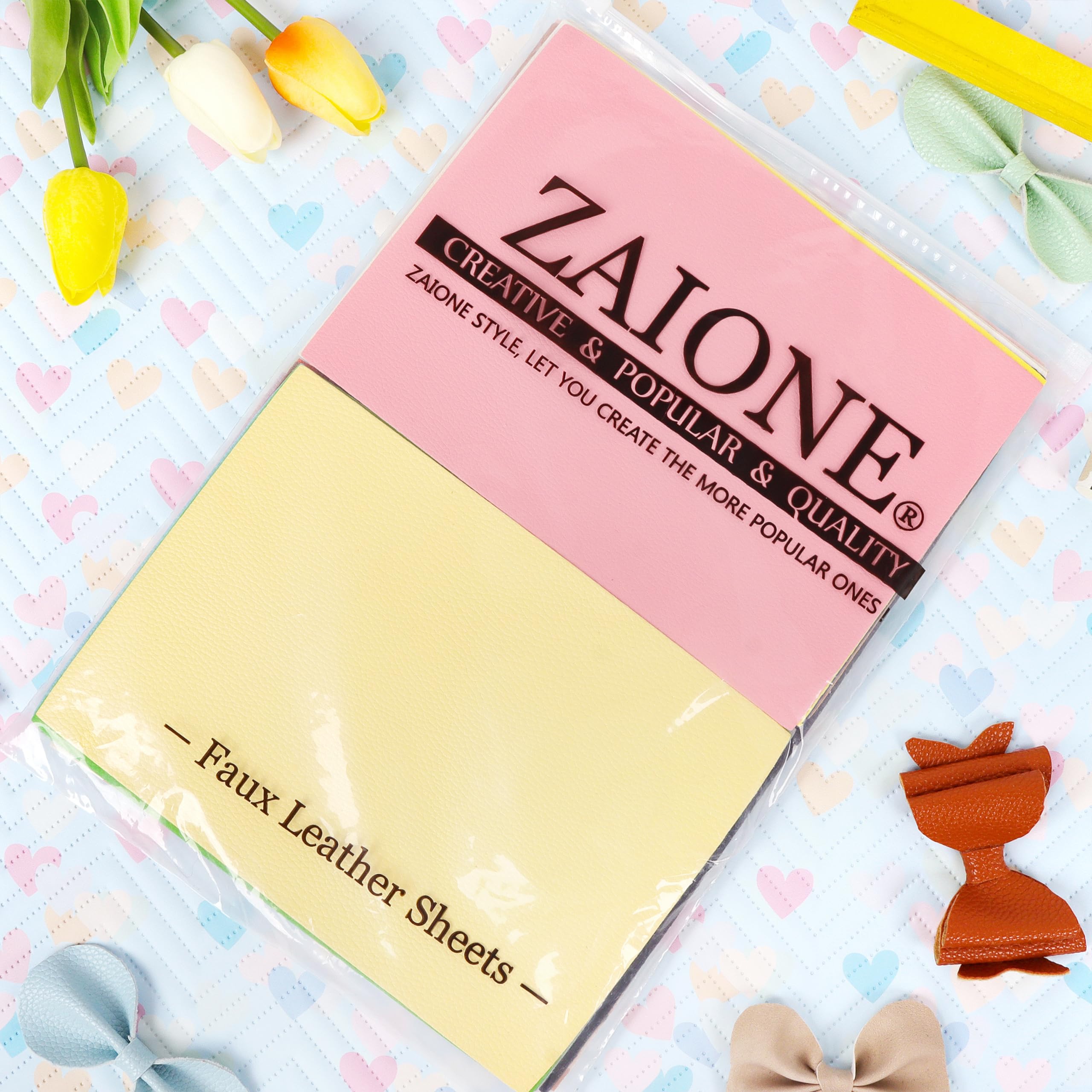 ZAIONE Solid Faux Leather Sheets: Grain Colors Leather 20Pcs 8x6 Inch Plain Texture Leather Black Red White PU Bundle for Earring Bows Crafts