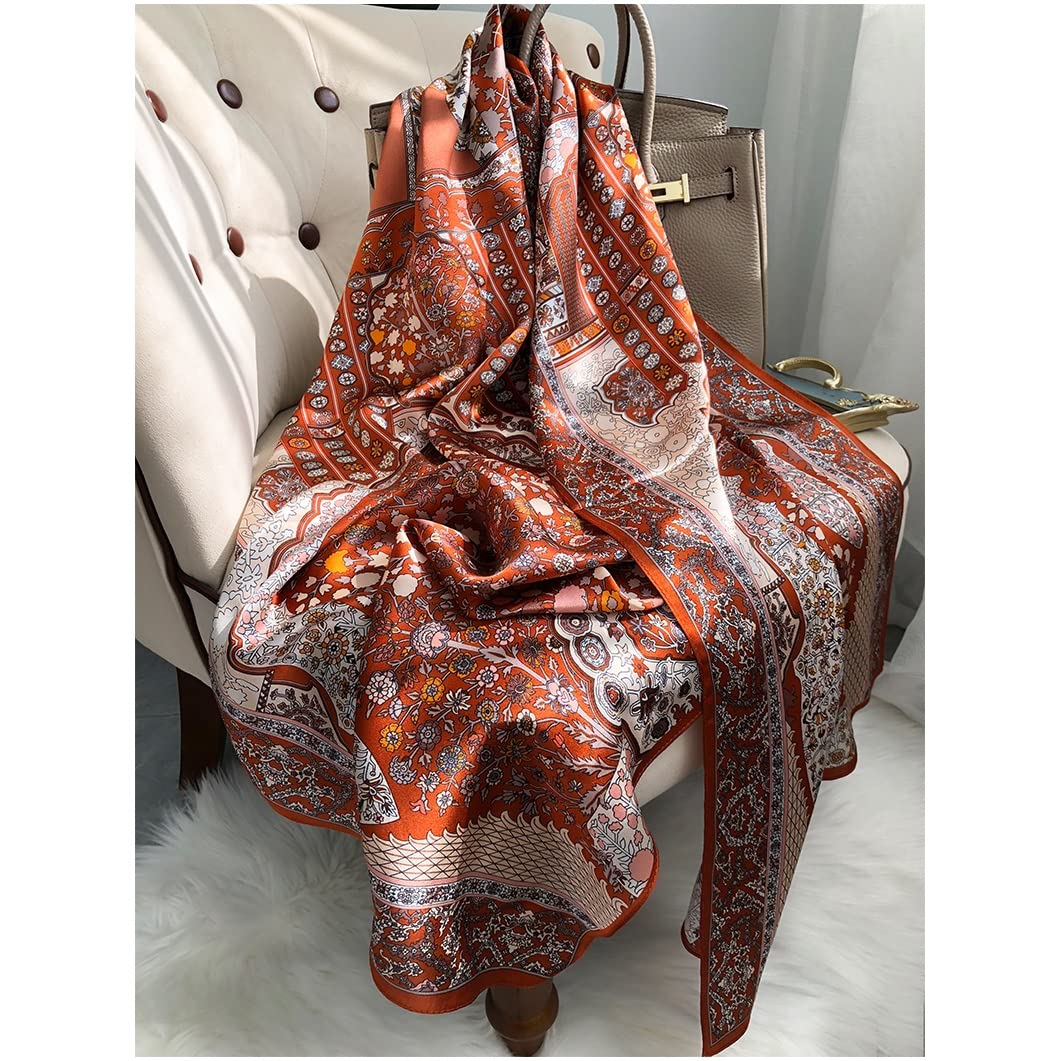 GPPZM Satin Silk Scarf Silk Women's Spring and Autumn Long Mulberry Silk Scarf Shawl Dual-use (Color : A, Size : 175cm)