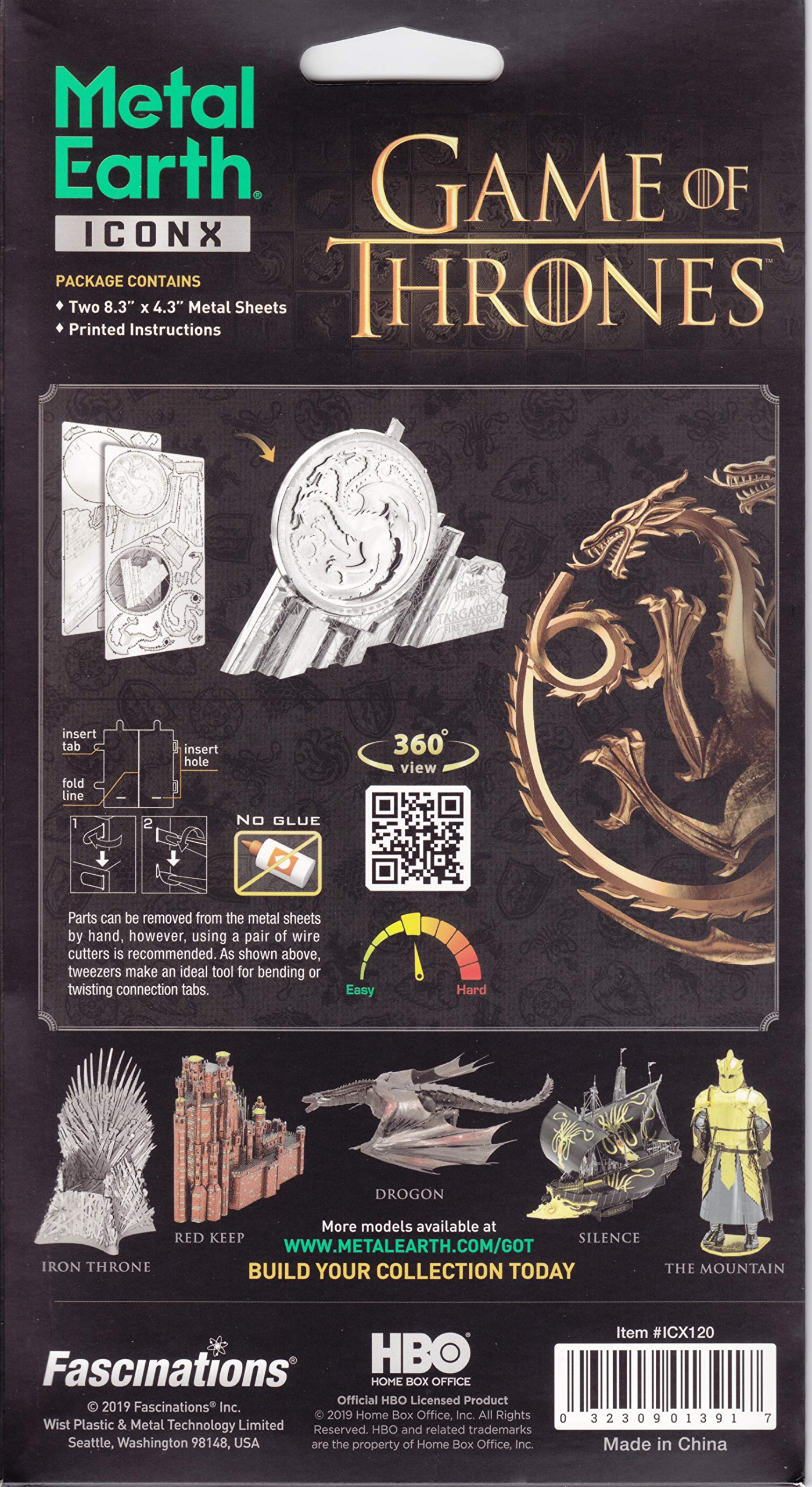 Fascinations Metal Earth ICONX Game of Thrones Targaryen Sigil 3D Metal Model Kit