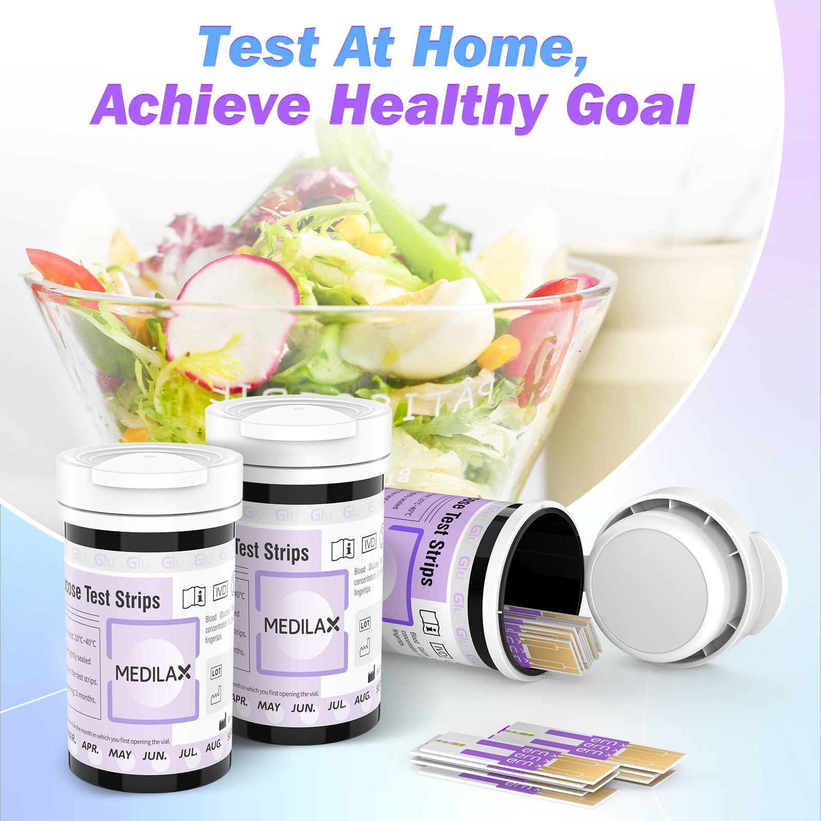 Medilax Blood Glucose Test Strips - 30 Count 3 Vials Only Compatible with Medilax 2-1 Meter
