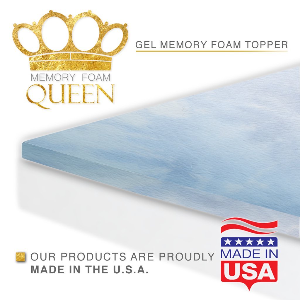 MFQ - Gel Memory Foam Mattress Topper King Size Bed Pad - Made in The USA - 2 Inch Gel Mattress Topper King Size for Extra Padding - Extra Soft and Comfy Gel Infused Toppers