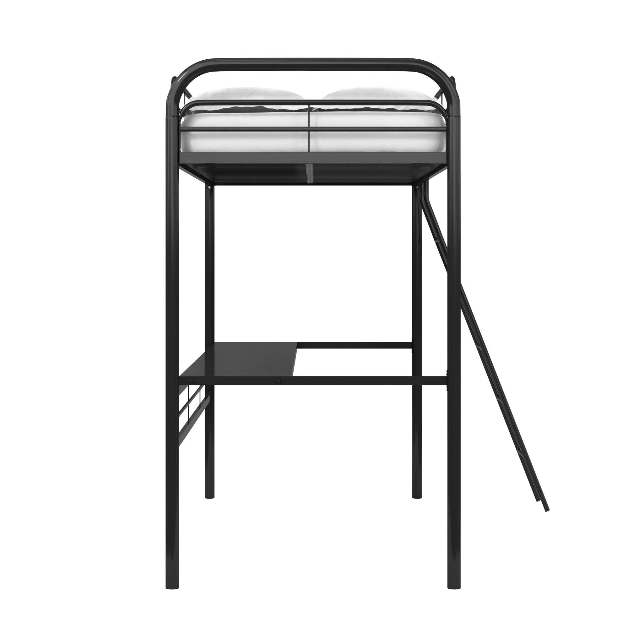 DHP Bed, Twin Size Frame, Metal/Black Desk Loft,