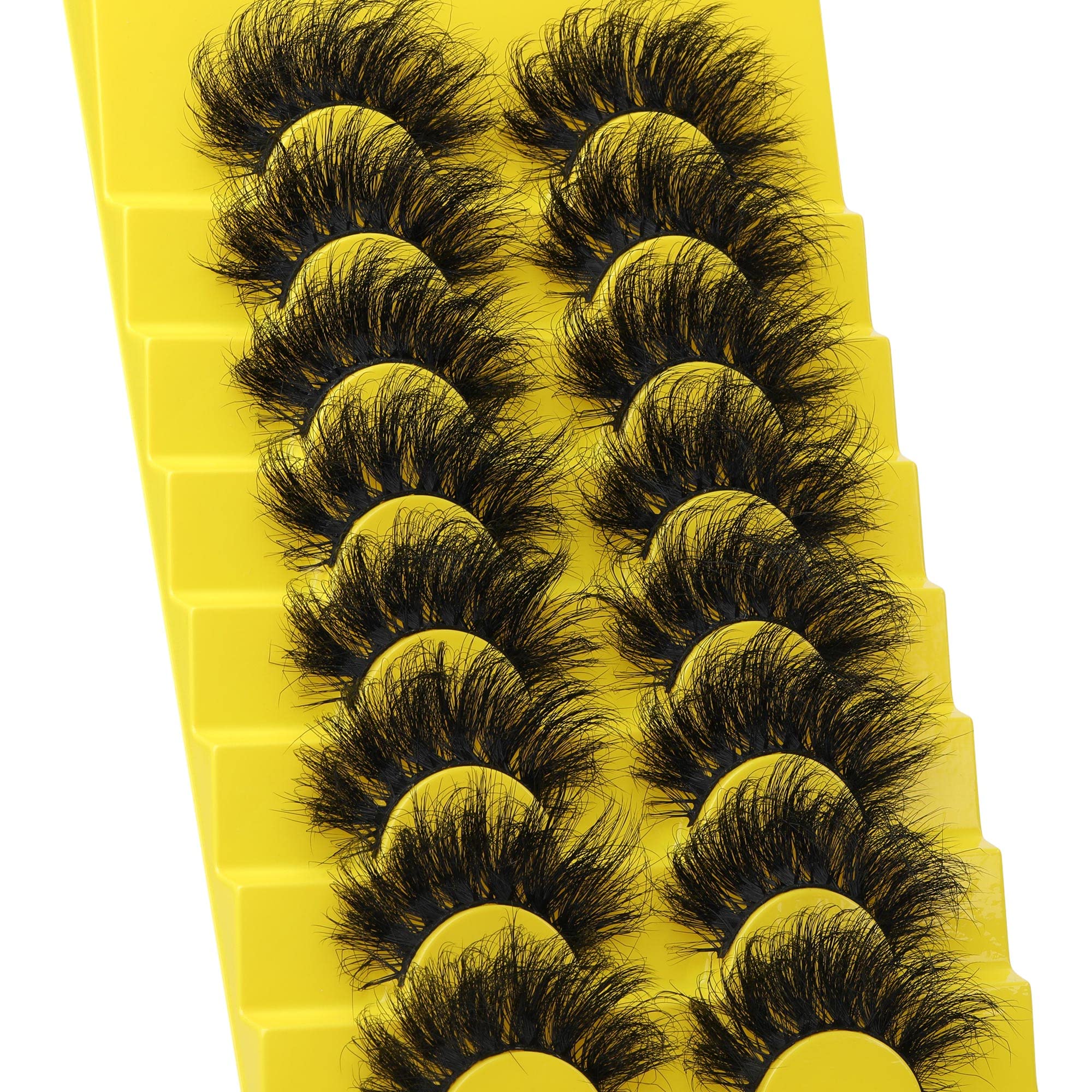 Lashes Mink Fluffy 8D Volume Eyelashes Faux Mink Dramatic Thick Strip False Eyelashes 25MM Long Wispy Eye Lash 8 Pairs Pack