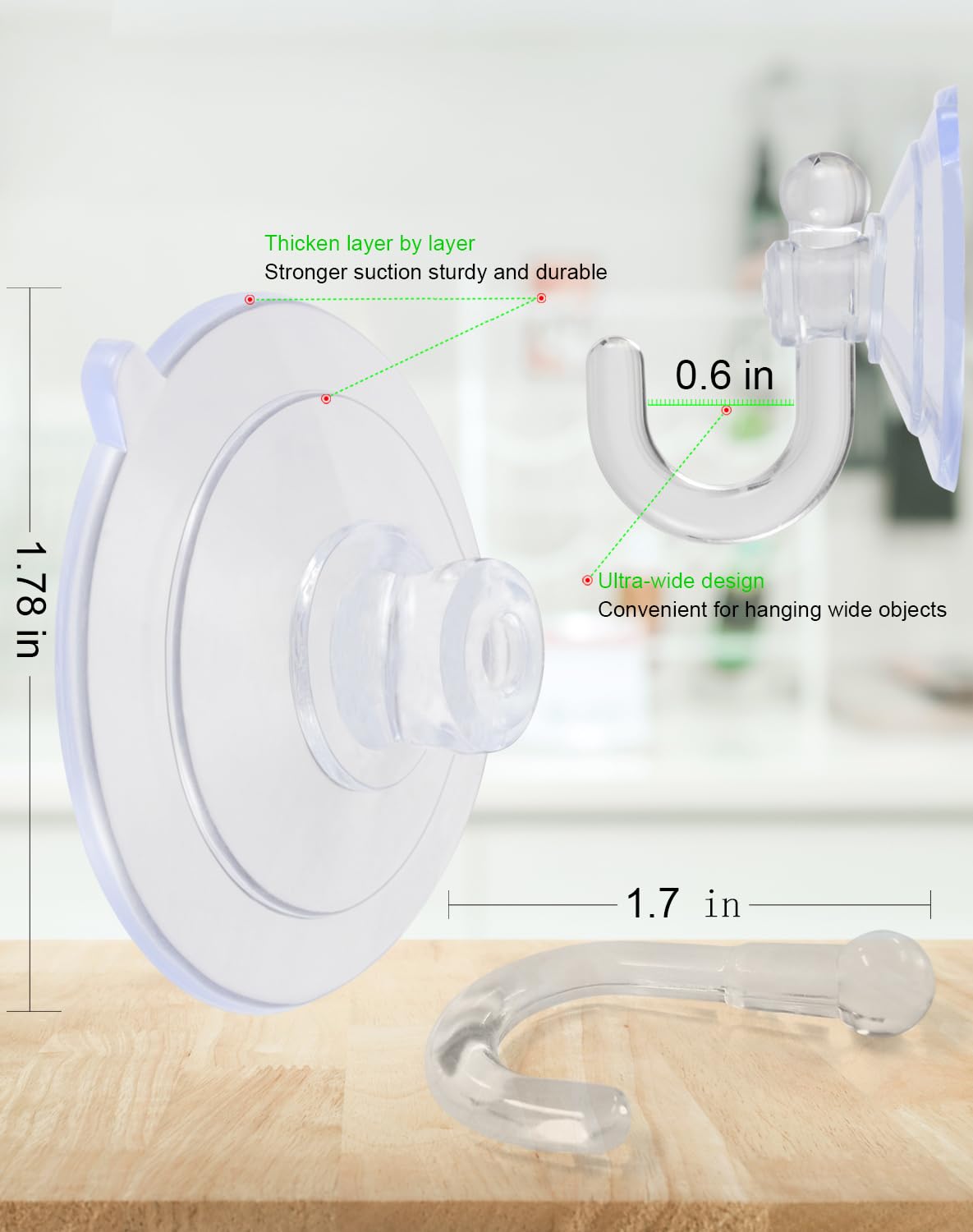 LUPYJI Suction Cup Hooks, Transparent PVC Removable Suction Cups for Glass Windows, Mirrors, Doors, Tiles (15 Pack)