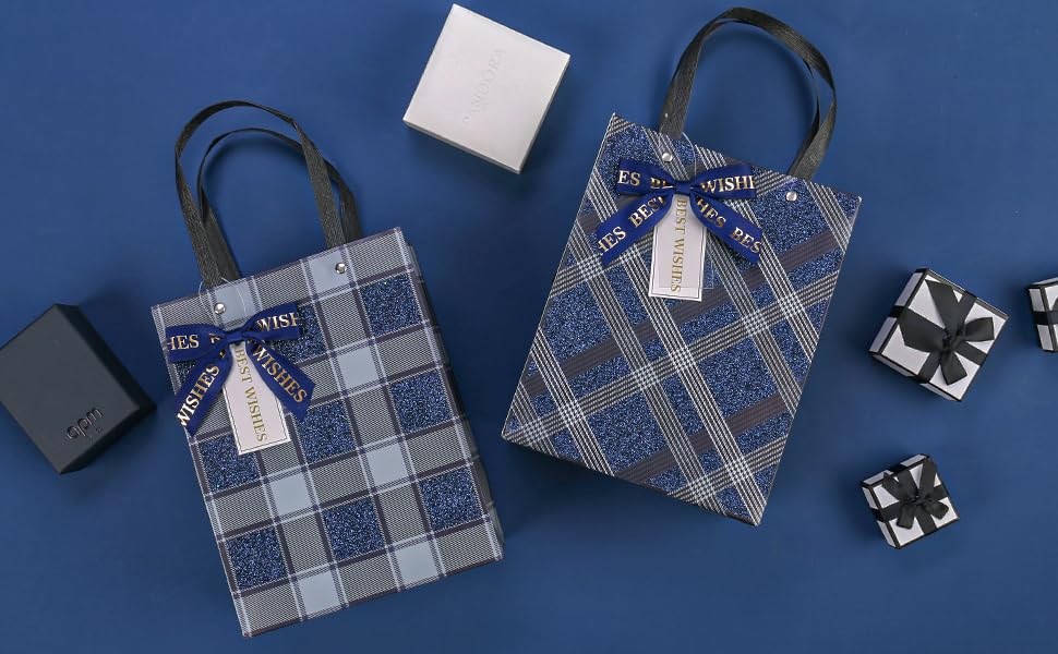 lilymelon 2 Pack 9" Medium Size Gift Bags Assorted Premium Gift Bags with Tissue Paper For Birthdays, Baby Shower,Weddings,Party Favor 7" X 4" X 9"