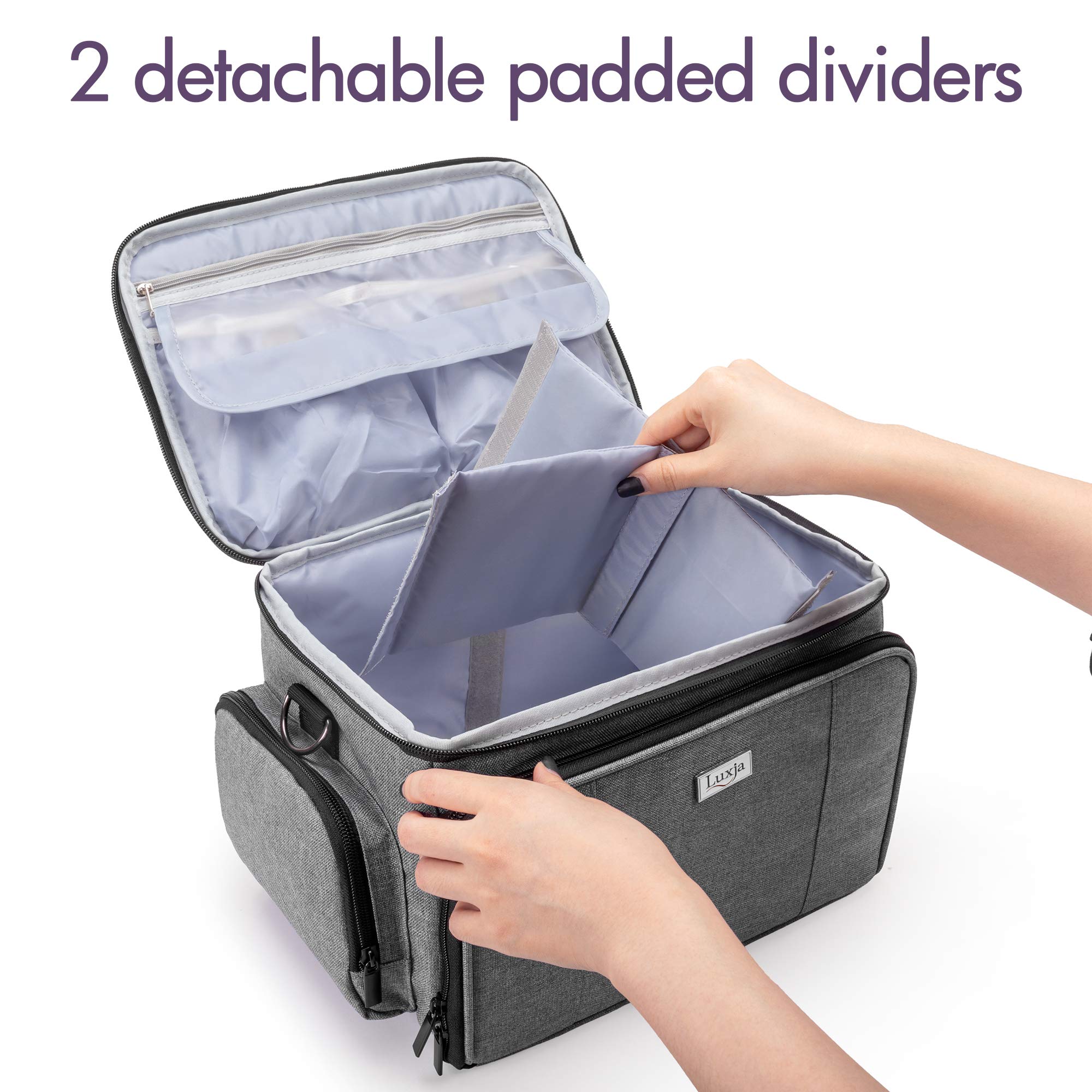 LUXJA Carrying Case Compatible with Cricut Joy and Easy Press Mini, Carrying Bag with Supplies Storage Sections, Gray