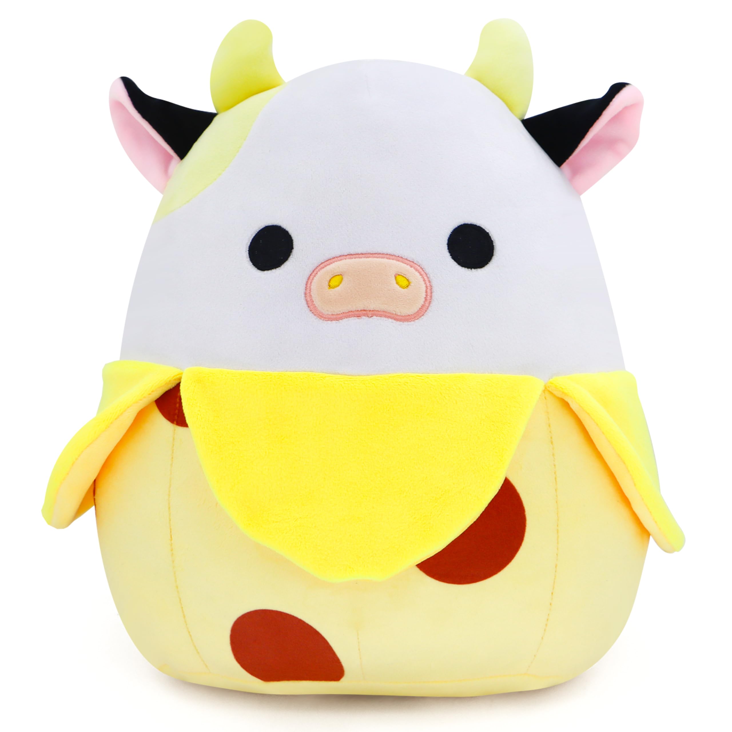 LXSLFY 11inch Banana Animal Plush, Stuffed Animals Kawaii Pillow, Gifts for Kids Girls Boys (Cow, 11IN)