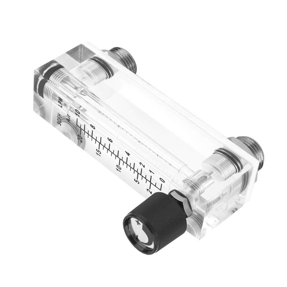 LZM-6T Flowmeter, Acrylic Plexiglass Adjustable Panel Type Gas Flowmeter 1~10LPM 1/4"BSP M18*1.5
