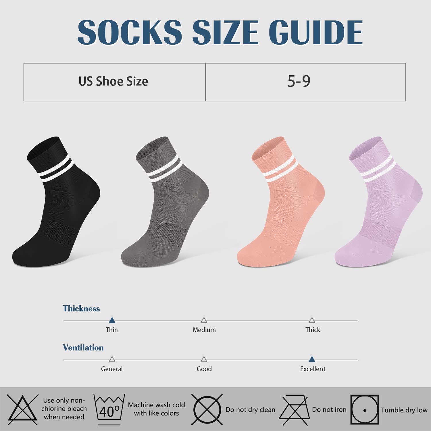 CTHH Women's Thin Cotton Socks - Soft Above Ankle Crew Socks for Casual Bootie Dress Business, 4 Pairs