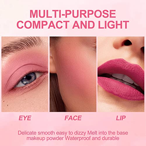 Erinde Cream Blush Stick with Brush, Cream Blush for Cheeks, Lightweight Light Pink Blush Stick, Waterproof, Long-lasting, 3 In 1 Cheek Blush & Lip Tint & Eyeshadow Makeup Stick, 01# Milk Tea Pink