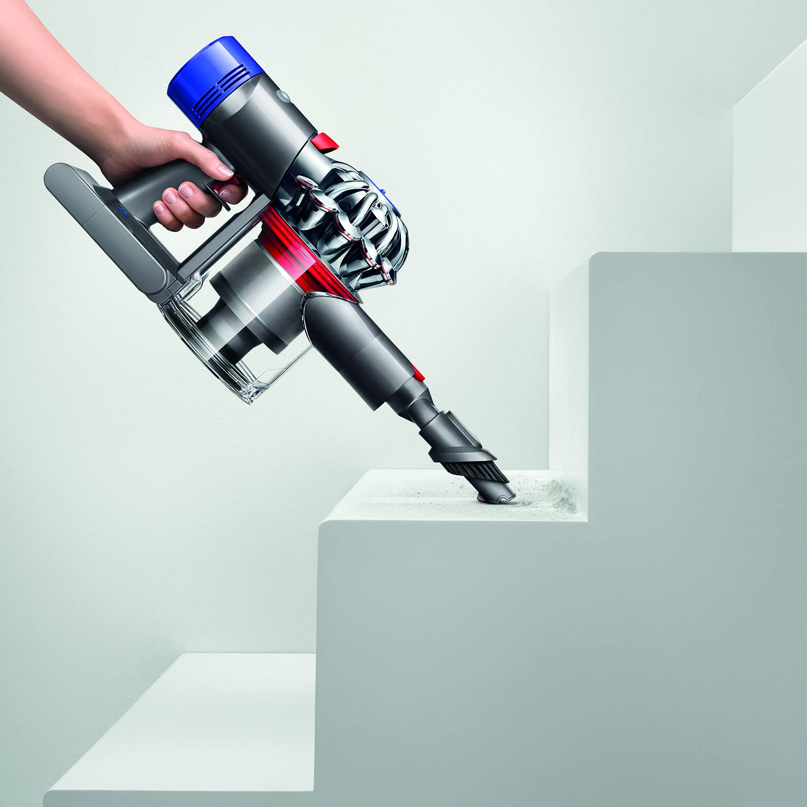 Dyson V8 Extra Cordless Stick Vacuum Cleaner, Powerful Suction, Ergonomic Handle, Cordless, Built-in Battery, Lightweight, Whole Machine Filtration, Ghost Manta Cleaning Brush