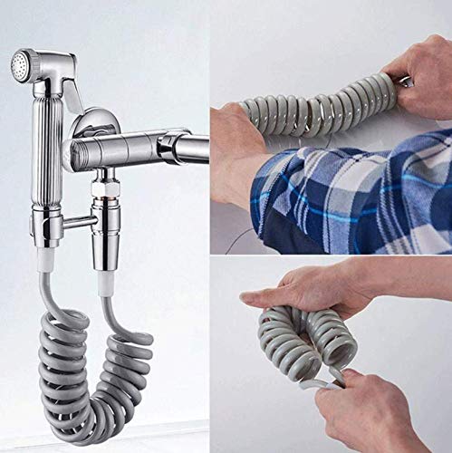 Fat-Cattie Bidet Sprayer Tube, Household Bathroom Toilet PU Handheld Bidet Sprayer Spring Tube Hose Accessory, 2M (Gray)