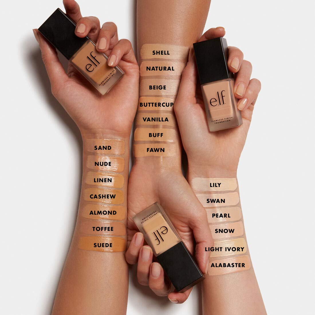 e.l.f. Flawless Finish Foundation, Lightweight & Medium Coverage, Semi-Matte Finish, Suede, 0.68 Fl Oz (20mL) (Pack of 3)