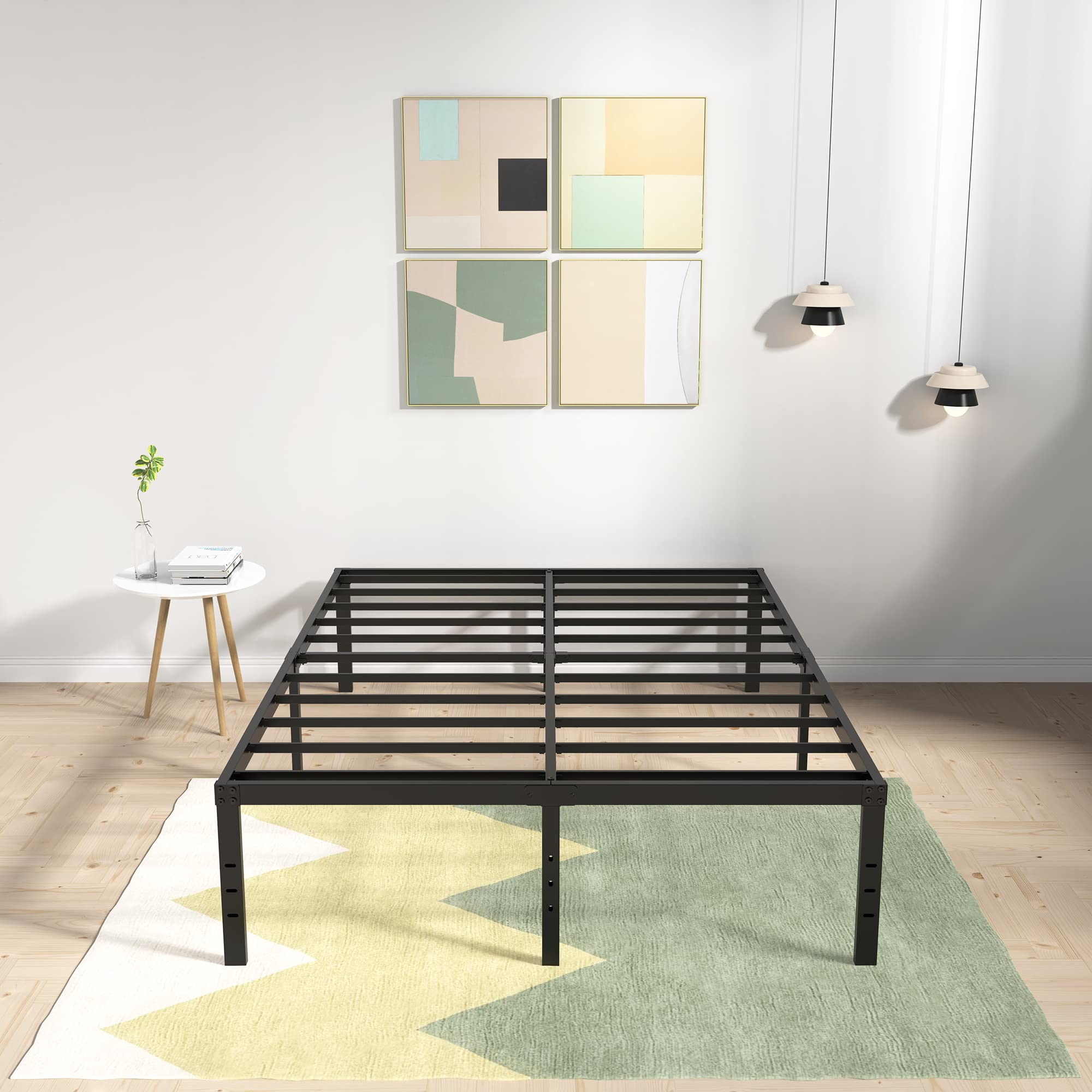 DiaOutro 16 Inch California King Bed Frames Heavy Duty Metal Platform No Box Spring Needed, Maximum Storage, Easy to Assembly, Noise Free, Black