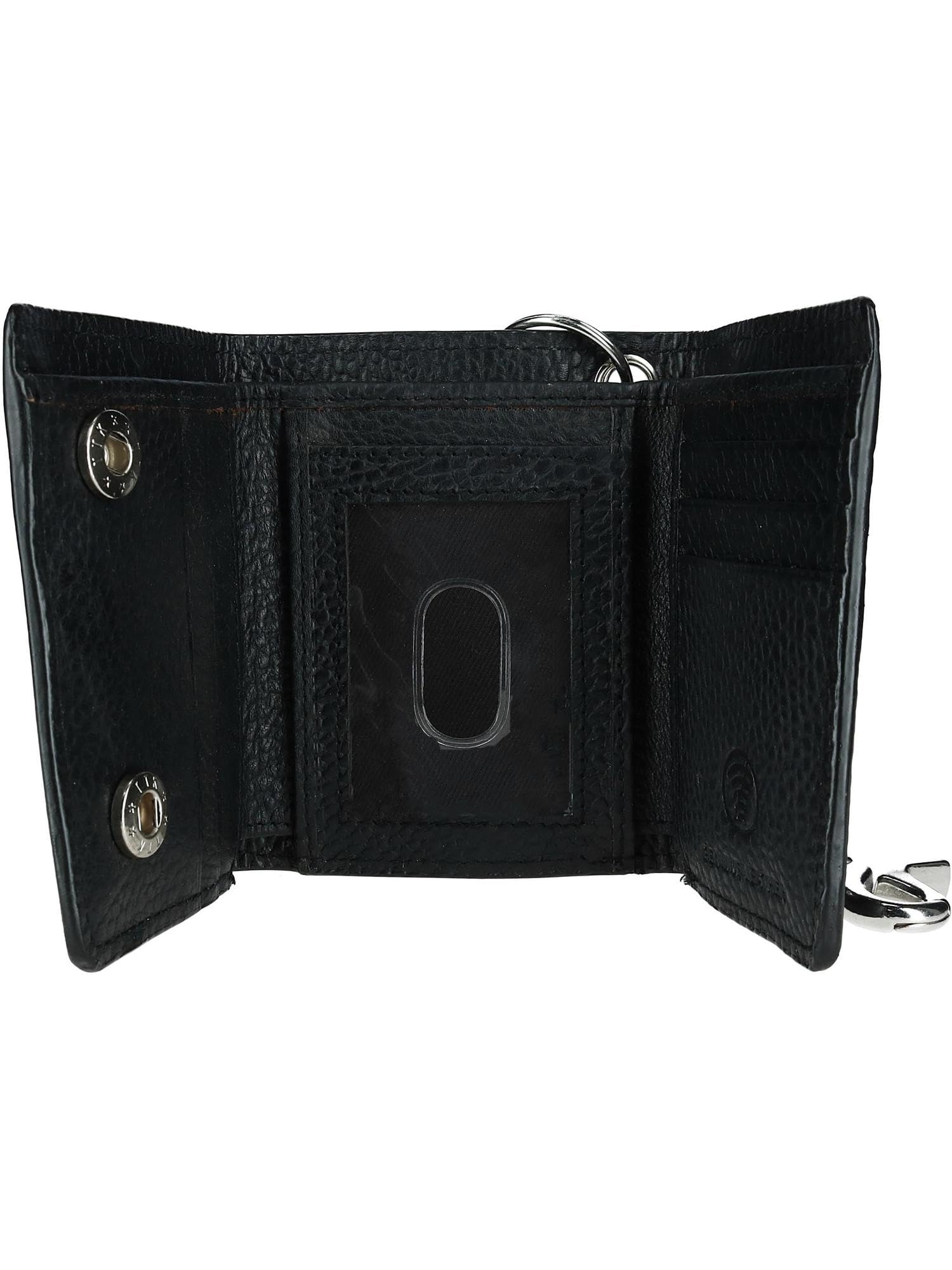 CTM® Men's Pebble Grain Leather RFID Trifold Chain Wallet, Black