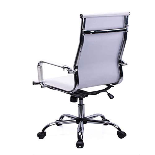 Curved Back Office Chair PU Leather Home Executive Ergonomic Computer Chair Height Adjustable Swivel 360° Rotating Seat Desk Chair (Black) Desk Chairs (Color : White)