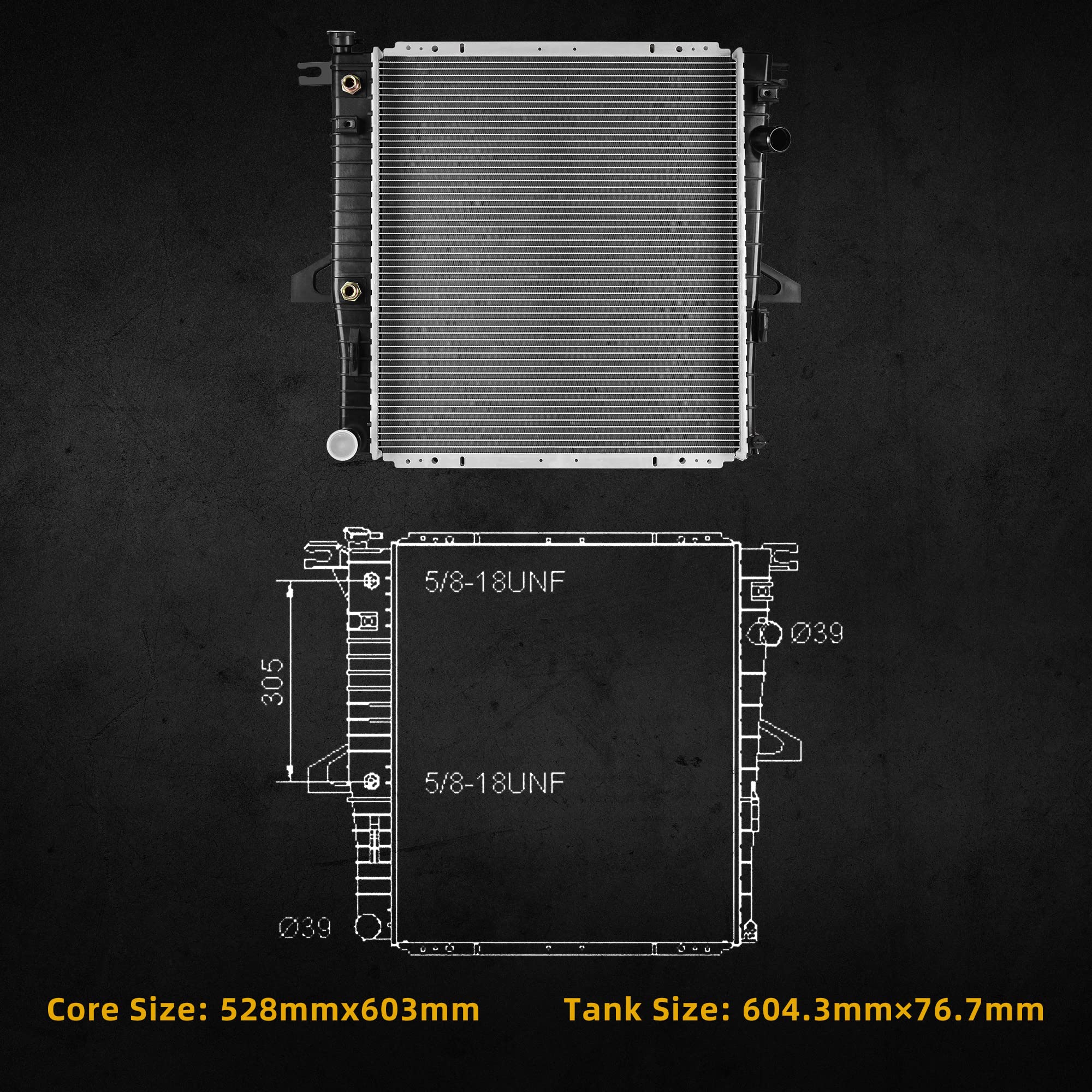 DWVO Complete Radiator Compatible with Ford Mazda Explorer Ranger B3000 B4000 3.0L 4.0L V6 DWRD1014