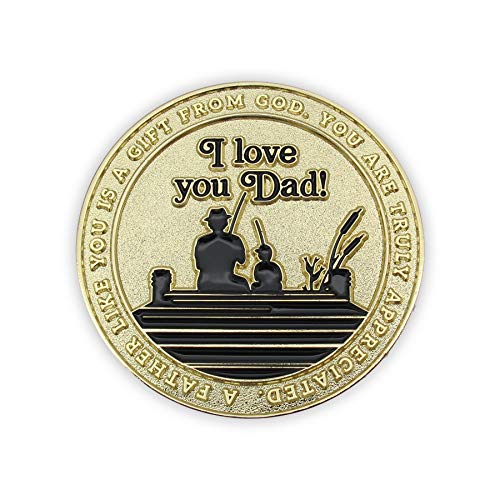 Father's Coin, I Love You Dad Token of Appreciation, Gold-Color Plated Challenge Coin, Proverbs 20:7, Man of God, Unique Gift Idea for Dads & Grandfathers, from Daughter, Sons or Wife