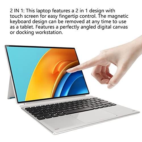 Dpofirs 2 in 1 Laptop Tablet, 12.3 Inch 3K FHD Touchscreen Laptop 12GB RAM 512GB SSD, Laptop with Magnetic Keyboard, Speaker, Mic, 2xUSB C, Dual Band WiFi, Bluetooth