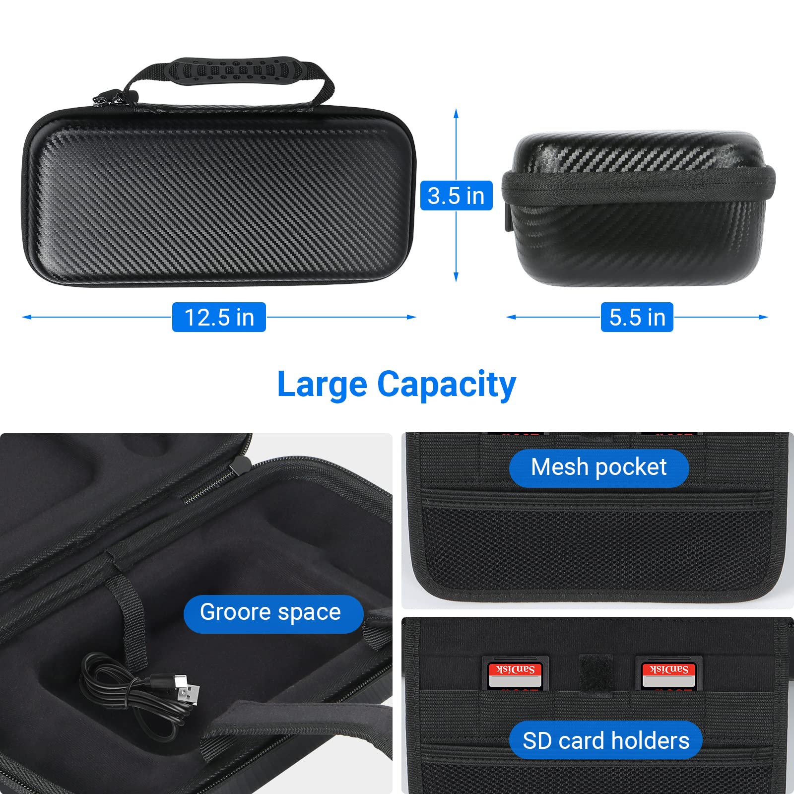 FunreemaG Carrying Case for Steam Deck,Flexible Stand Design and Protective Hard Shell Carry Case Built-in Charger Storage ,Portable Travel Carrying Case Pouch for Steam Deck Console & Accessorie