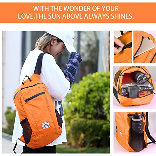Lywencom Hiking Backpack,Ultra-Light 20L Waterproof Folding Sports Lightweight Waterproof Backpack Suitable for Outdoor Camping Picnic (Orange)