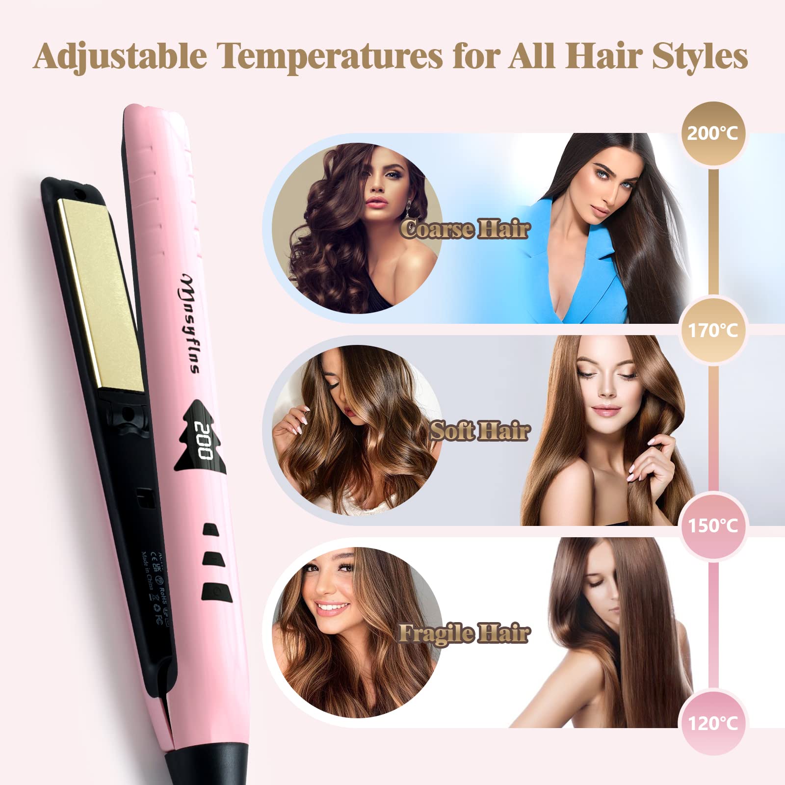Hair Straighteners, 2 in 1 Ceramic Flat Iron and Curling Iron, Professional Quick Salon Hair Styling Appliances and Tools with Adjustable Temperature 0 ℃ -200 ℃
