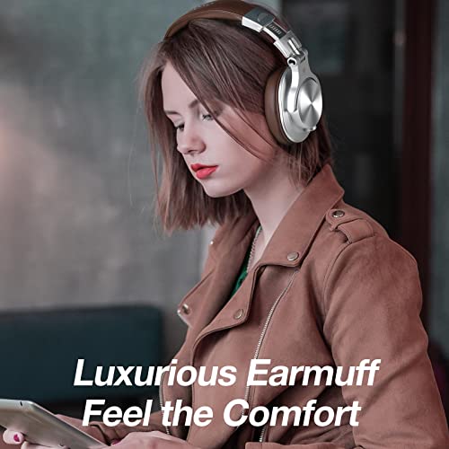 OneOdio A70 Bluetooth Over Ear Headphones, Wireless Headphones w/ 72H Playtime, Hi-Res, 3.5mm/6.35mm Wired Audio Jack for Studio Monitor & Mixing DJ E-Guitar AMP, Computer Laptop PC Tablet - Silver