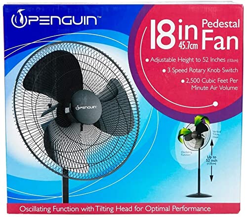 Westerly Oscillating Pedestal Fan, Adjustable Height, 3 Speeds, for Bedroom, Living Room, Home Office and College Dorm Room, 18", Black (2)