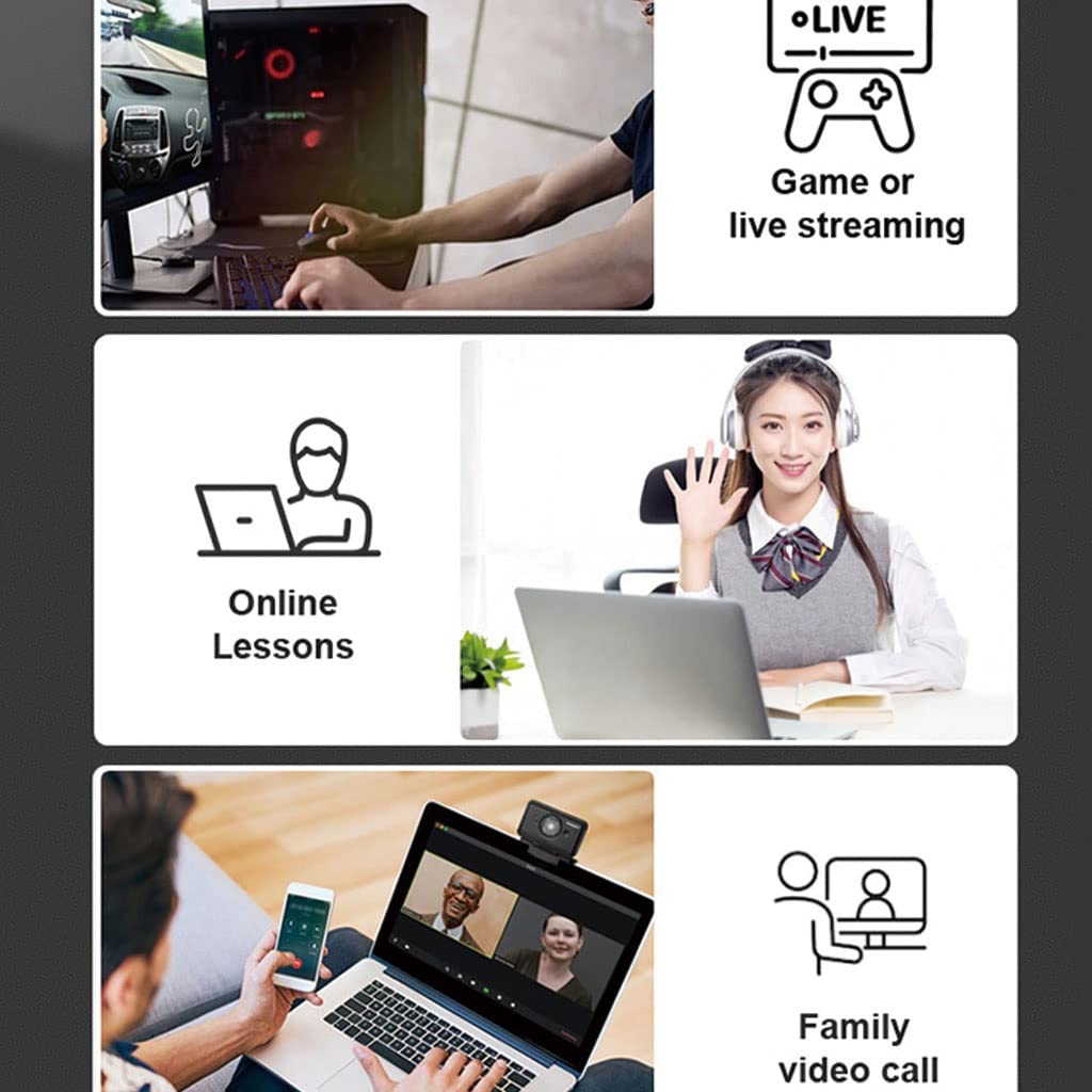 HSQMA Webcam, 2K Web Cam with Microphone,Autofocus, Auto Light Correction, Plug & Play USB Webcam for Video Calling, Teaching, Streaming and Gaming