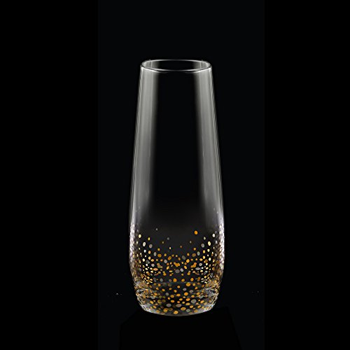 Fitz and Floyd Confetti Stemless Flutes (Set of 4), Elegant Lead-free Matching Drinkware Perfect For Everyday Use Or Entertaining – Stylish Modern Glasses Make An Ideal Gift For Weddings, Birthdays