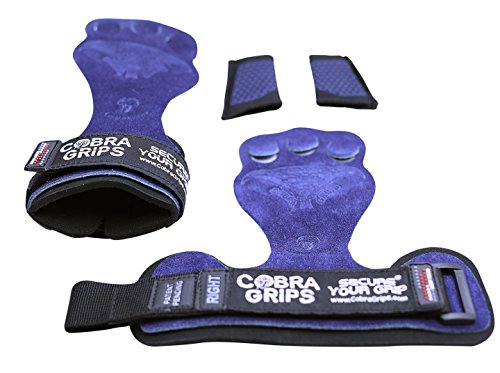 Cross Training Grips Best Gymnastics Grips Keep Your Hands Free from Blisters & Callouses Pullups Weight Lifting Chin Ups (Small 3.75"-4.25", BLUE Nubuck Leather)