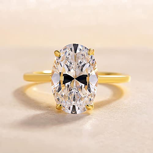 Effinny 3.5 Carat Elongated Oval Cut Engagement Ring White Gold Plated 925 Sterling Silver Simulated Diamond Promise Ring(White Gold, 16)