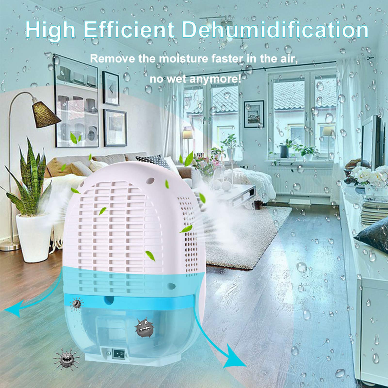 EALEK Electric Mini Dehumidifier 500ML Auto shut off Ultra-Quiet Portable and Compact Quiet Small Dehumidifiers or Bedroom Bathroom Closet Basement