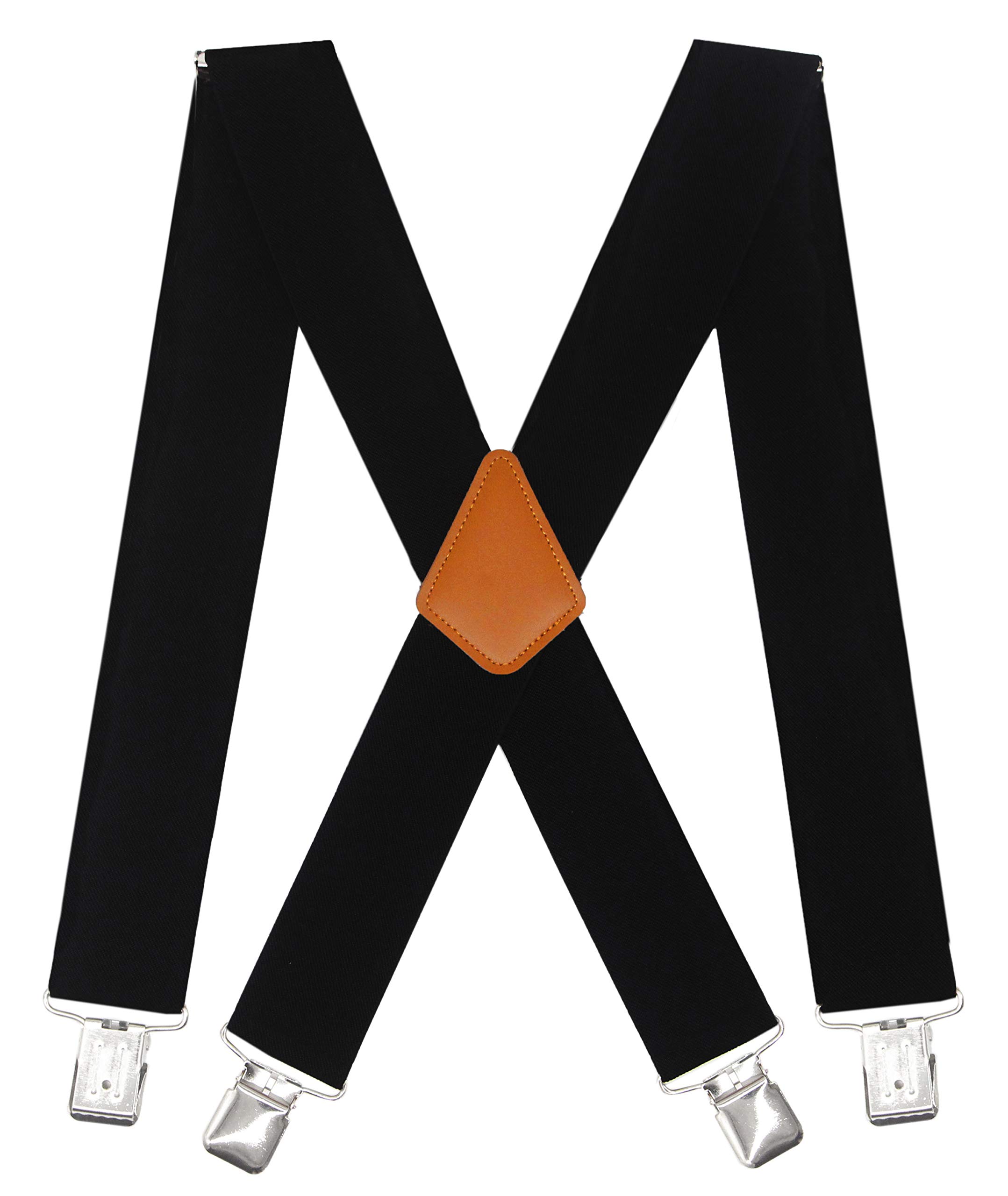 Doloise Men's Suspenders X Back 2 Inches Wide with Extra Heavy Clips Adjustable Braces for Men Suspender(Black)
