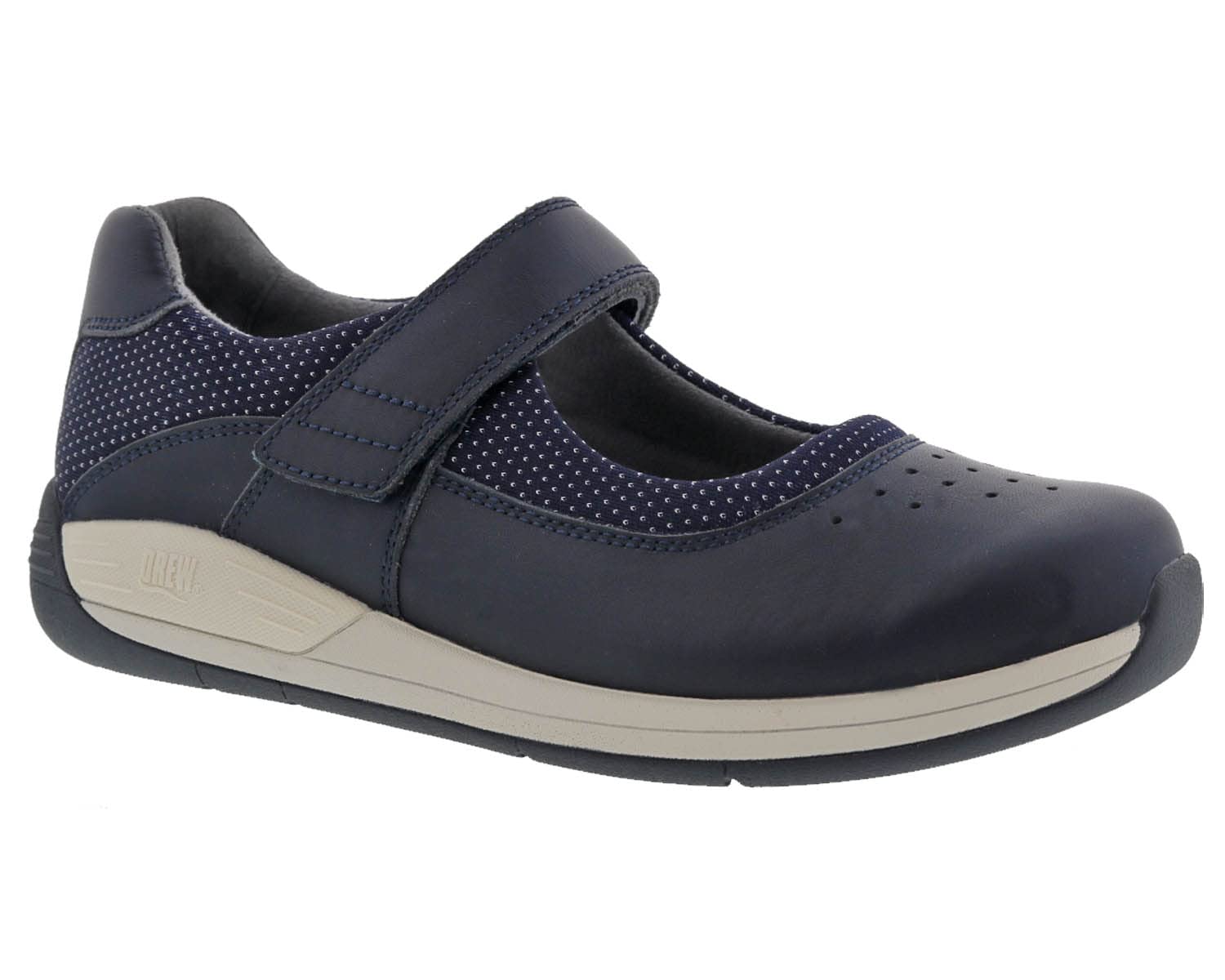 Drew Trust, Womens Velcro Mary Jane Orthopedic Comfort Shoe, Navy Leather, 10.5 Wide (D)