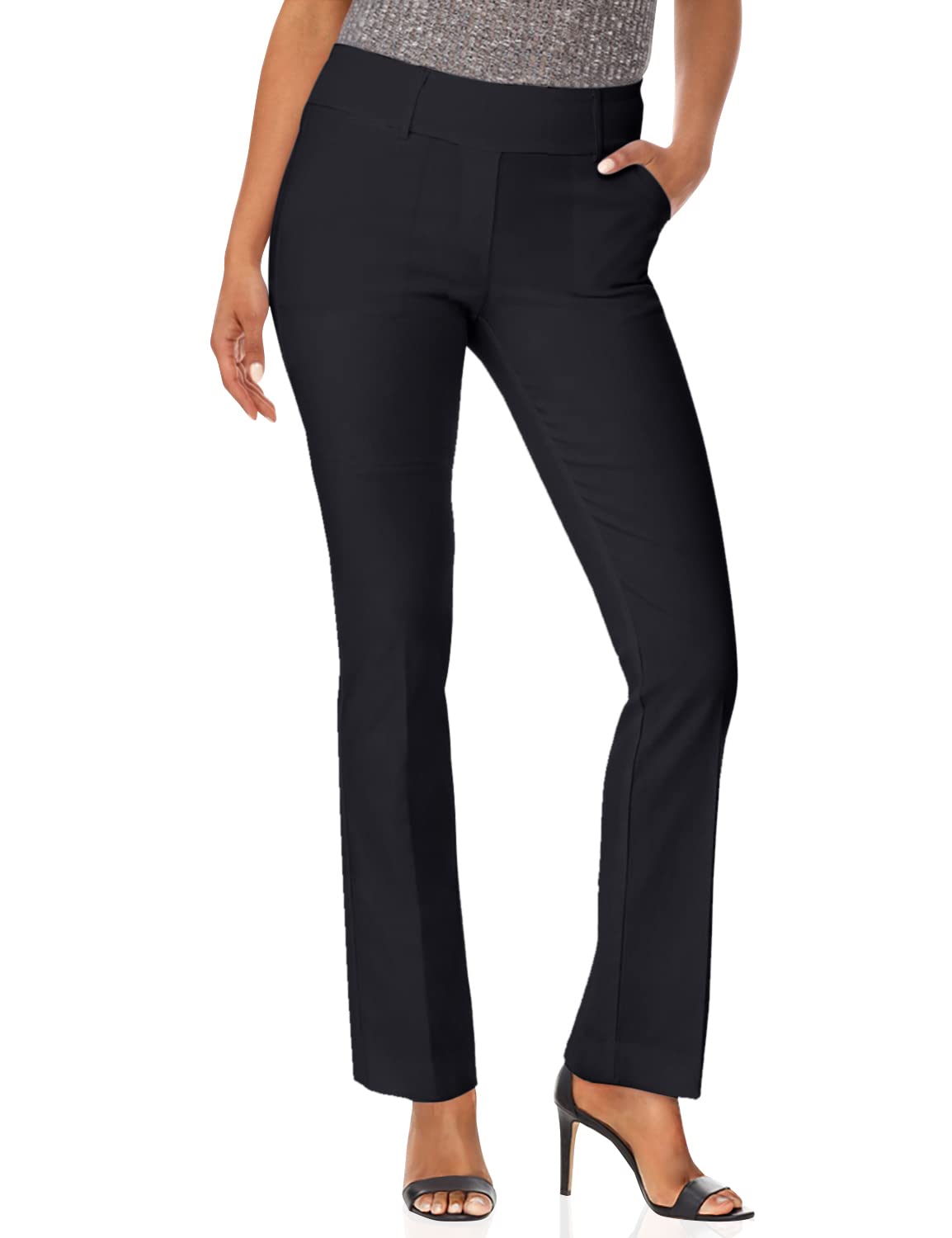 Rekucci Curvy Woman Ease into Comfort Barely Bootcut Plus Size Pant (18W Short, Black)