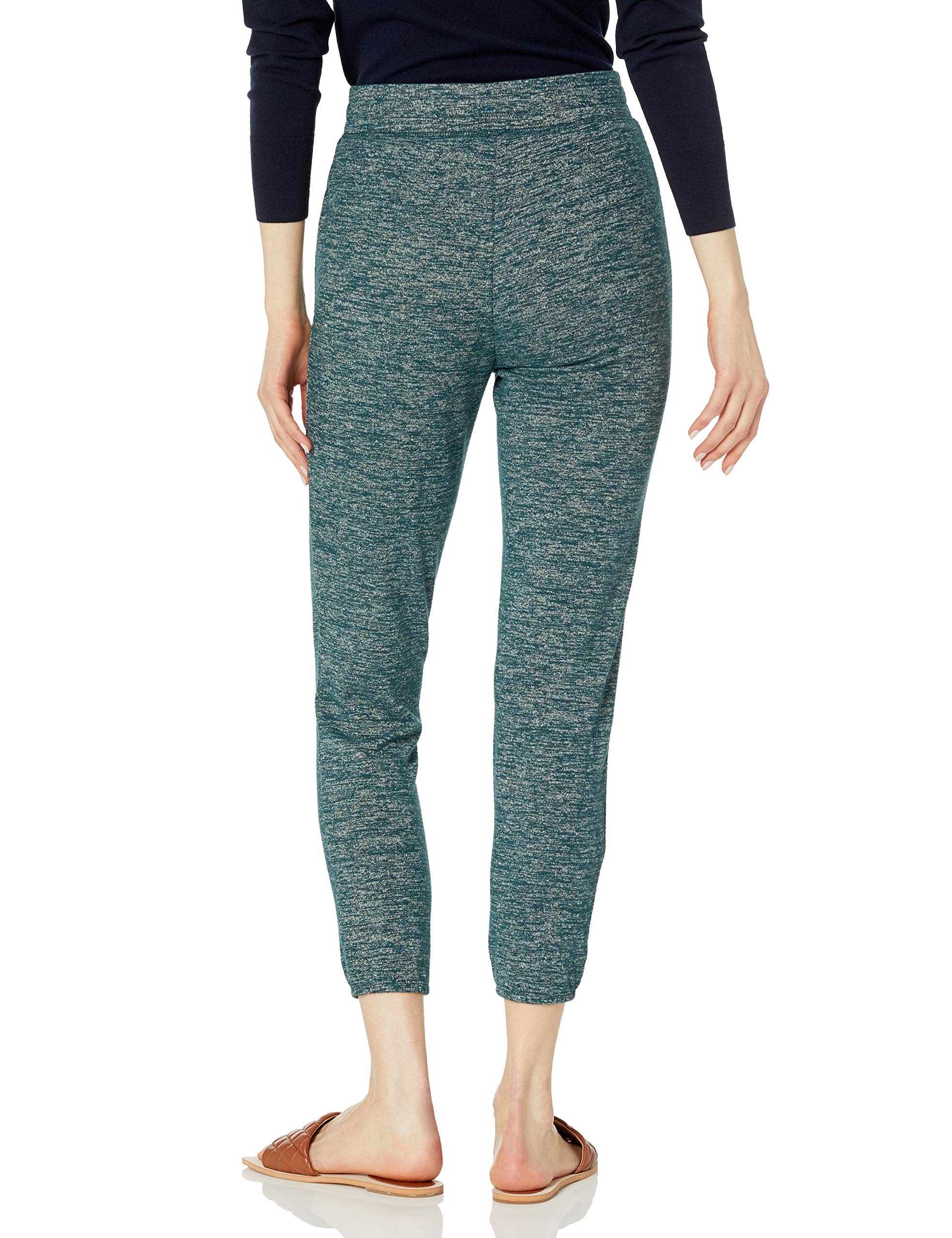 Daily Ritual Women's Cozy Knit Drawstring Jogger Pant, Dark Green/Black Marl, X-Small