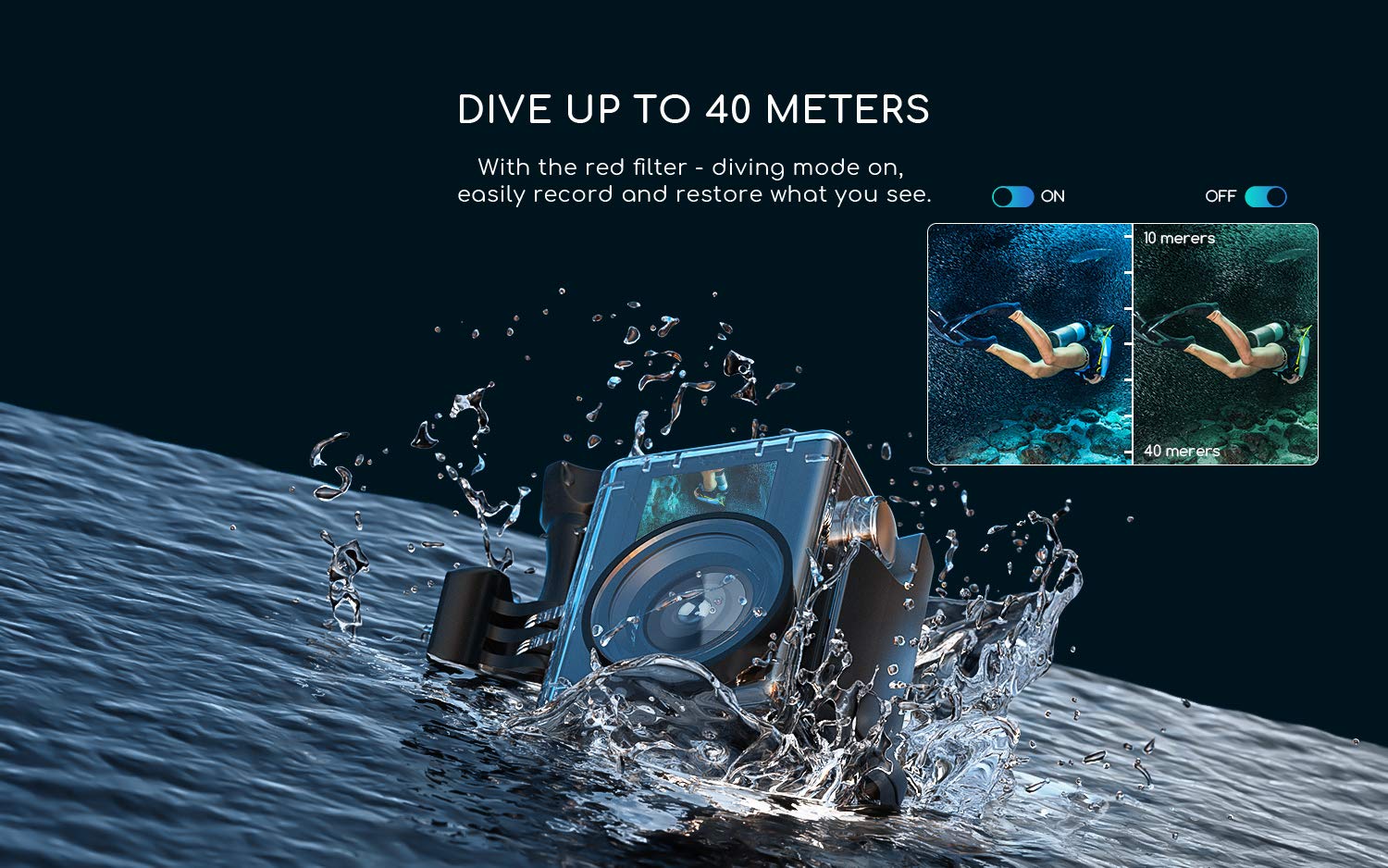 COOAU Sports Action Camera Dual Screen Ultra HD 4K 60FPS 20MP WiFi EIS Touchscreen External Microphone Remote Control Underwater 131 Feet Waterproof Helmet Vlogging Camera with 2x1350mAh Batteries.
