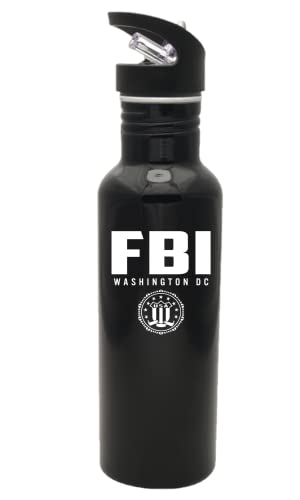 White House Gifts: FBI Water Bottle (27 oz) Aluminum Thermos for water, coffee, tea or travel bottle. Dishwasher safe.