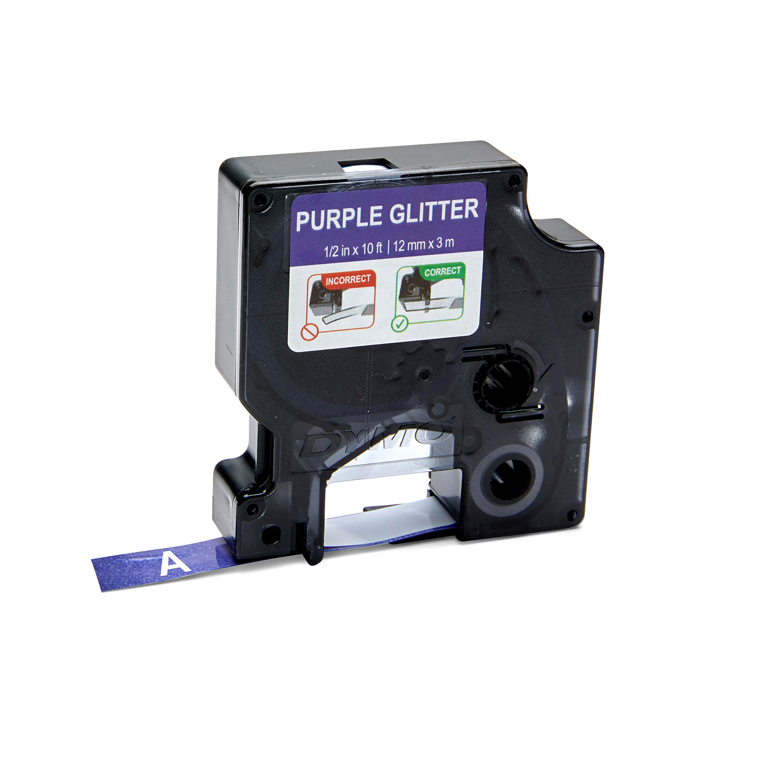 DYMO COLORPOP Authentic Label Maker Tape, 1/2" W x 10' L, White Print on Purple Glitter, D1 Standard