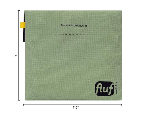 Fluf Flip Snack Sack: Reusable Snack & Sandwich Bag | Organic & Recycled Materials | Tested Food-Safe | Machine Washable (Moss)