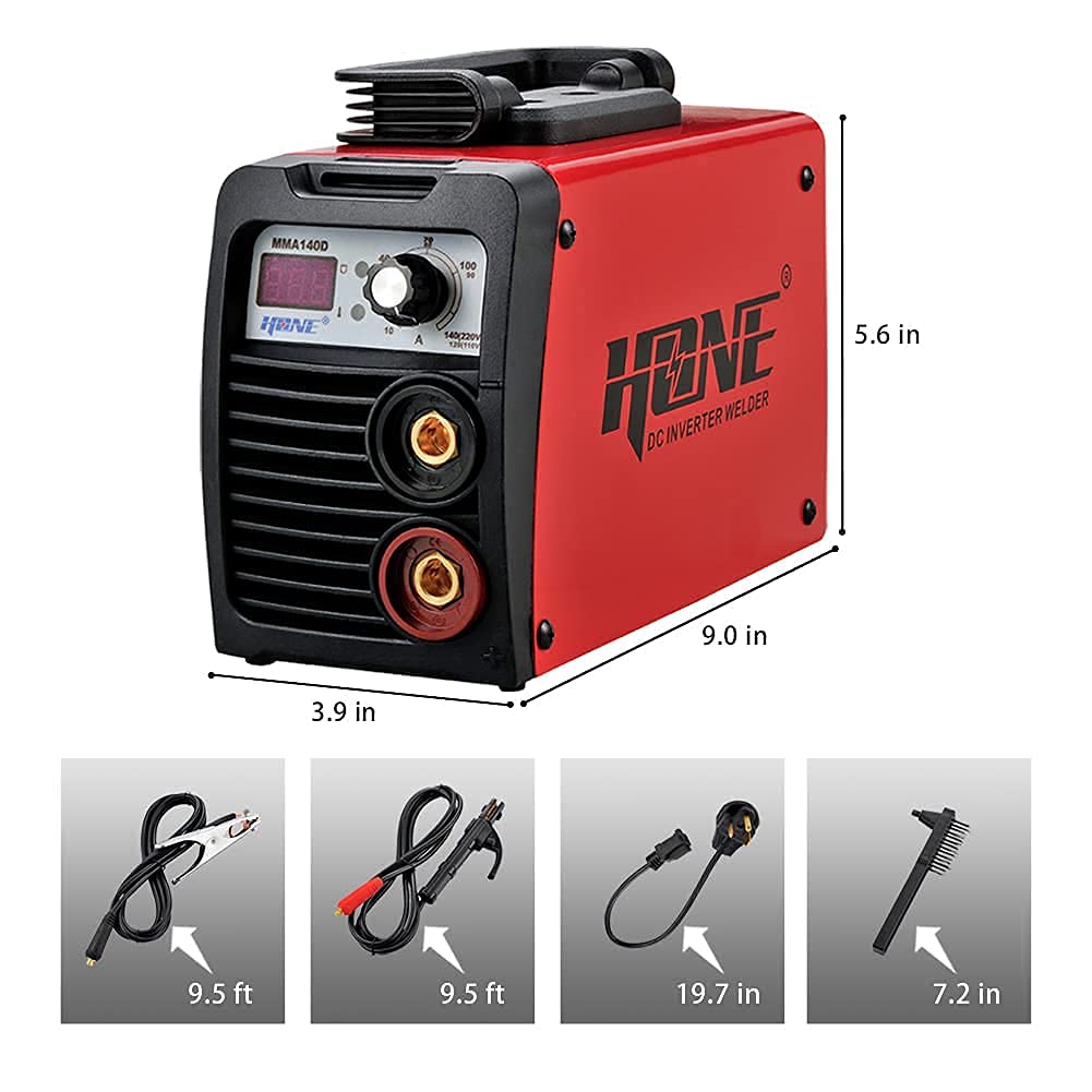 HONE Stick Welder, 110V/220V Actual 140Amp ARC Welder Machine, IGBT Inverter Digital Display LCD Welding Machines with Hot Start Arc Force Anti-Stick, High Efficiency for 1/16"-1/8" Welding Rod.