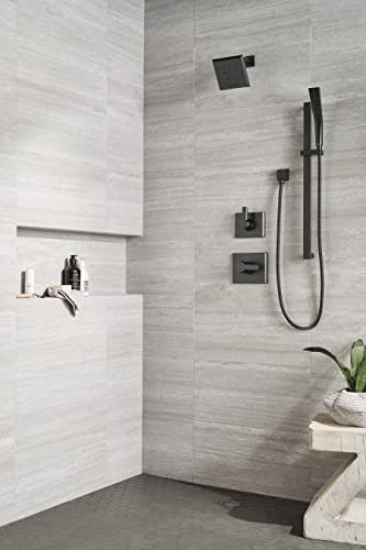 Delta Faucet Pivotal 3-Setting Matte Black Shower System Including Black Shower Head, Slide Bar Handheld Shower, Shower Handle, Shower Diverter and Shower Valve Kit, Delta Shower Trim Kit, Matte Black