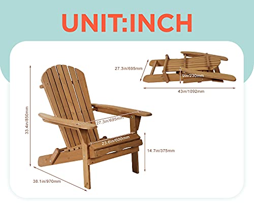 FDW Lawn Outdoor Wood Chairs Save Space and Movable and Weather Resistant, 2 Pieces, Natural
