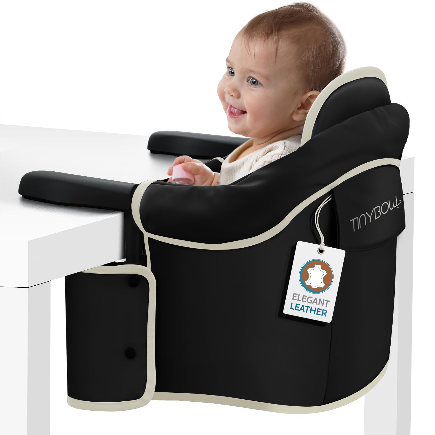Elegant Faux Leather Hook On High Chair for Baby, High Chair That Attaches to Table - Clip On High Chair to Table, Table High Chair for Travel, Highchair for Baby Seat - Portable Baby Chair for Eating